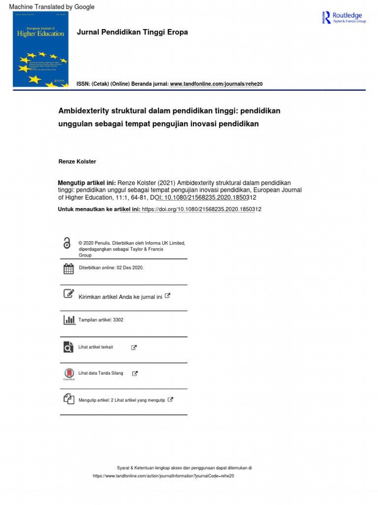 Structural Ambidexterity in Higher Education Excellence Education As A ...