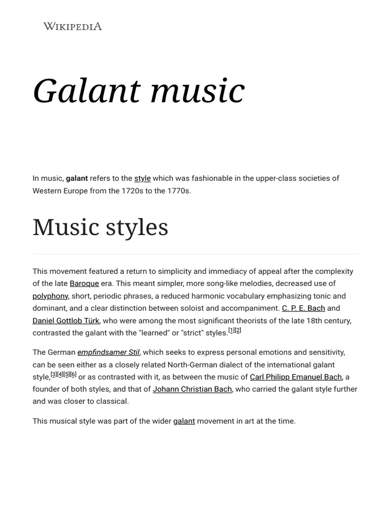 Galant Music - Wikipedia | PDF | Musicology | Classical Music
