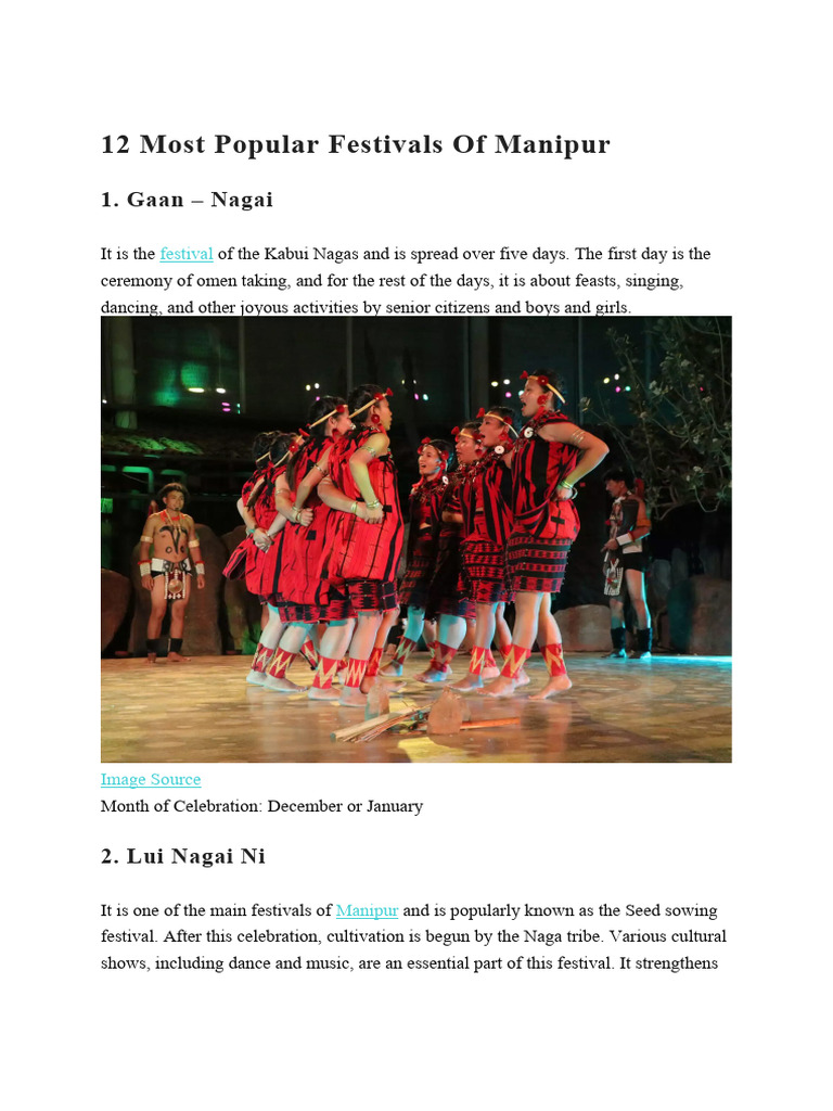12 Most Popular Festivals of Manipur | PDF