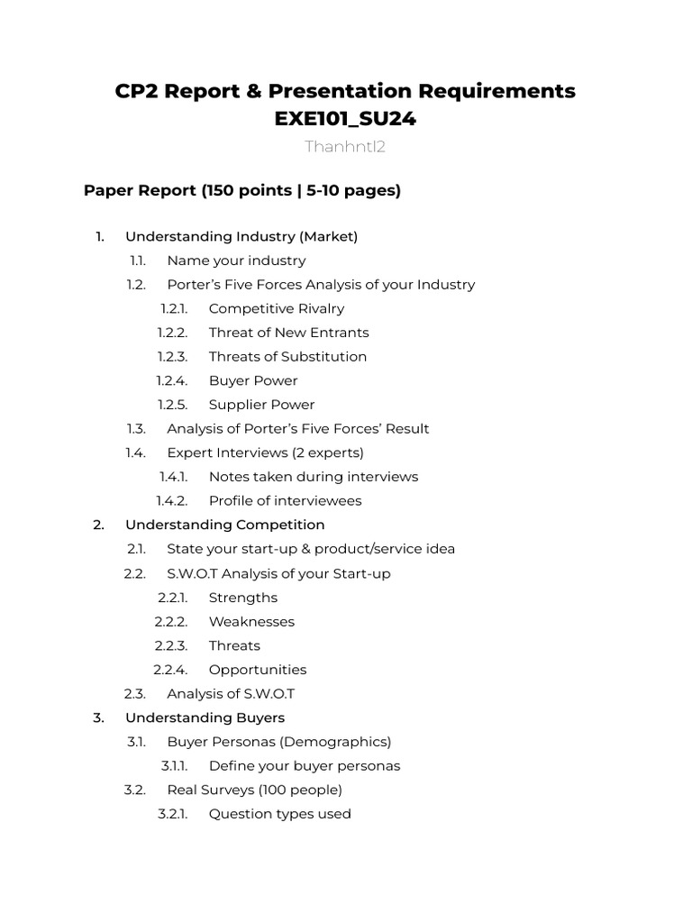 CP2 Report Presentation Requirements EXE101 SU24 | PDF | Page Layout | Business