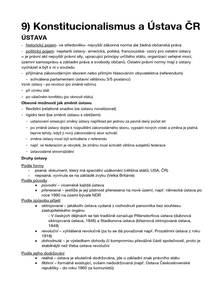 Konstitucionalismus A Ústava ČR | PDF