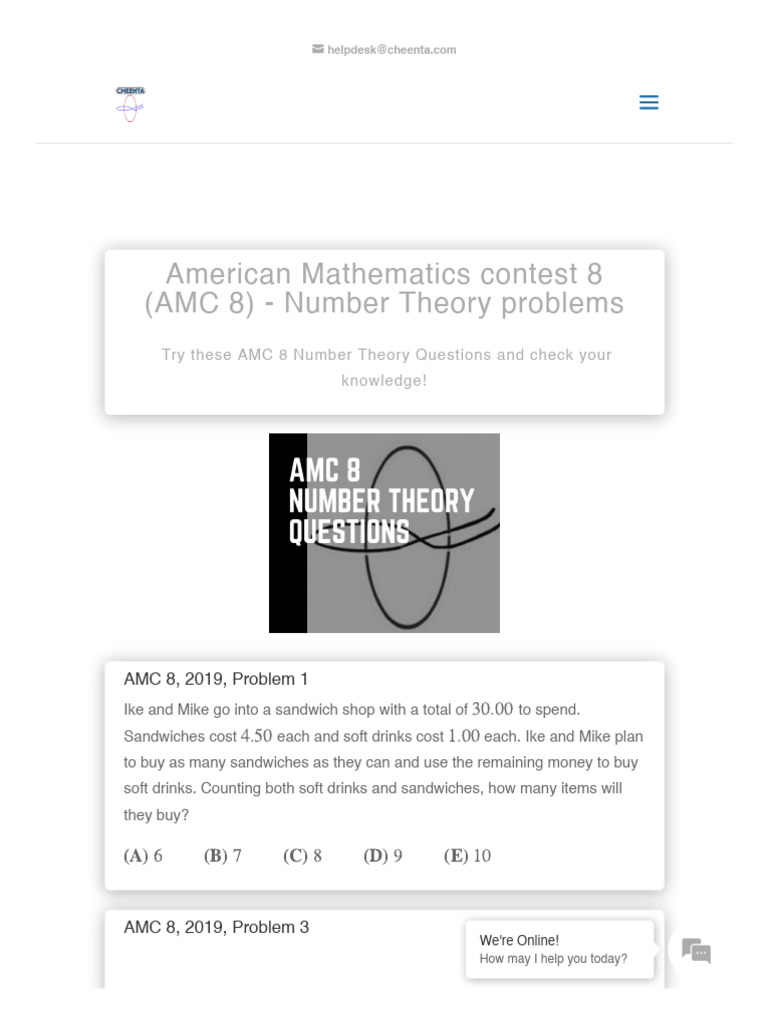 AMC 8 Number Theory Questions Year Wise Cheenta | PDF | Mathematics