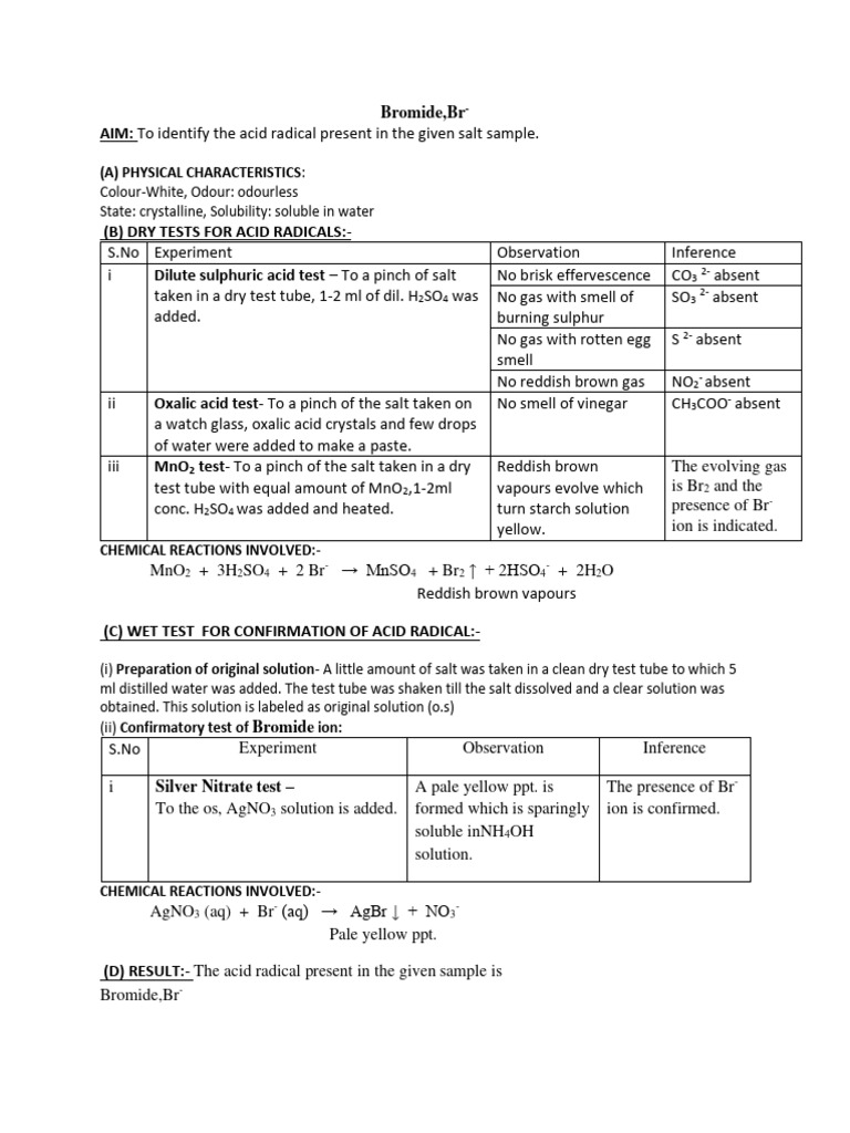 Bromide | PDF | Salt (Chemistry) | Acid