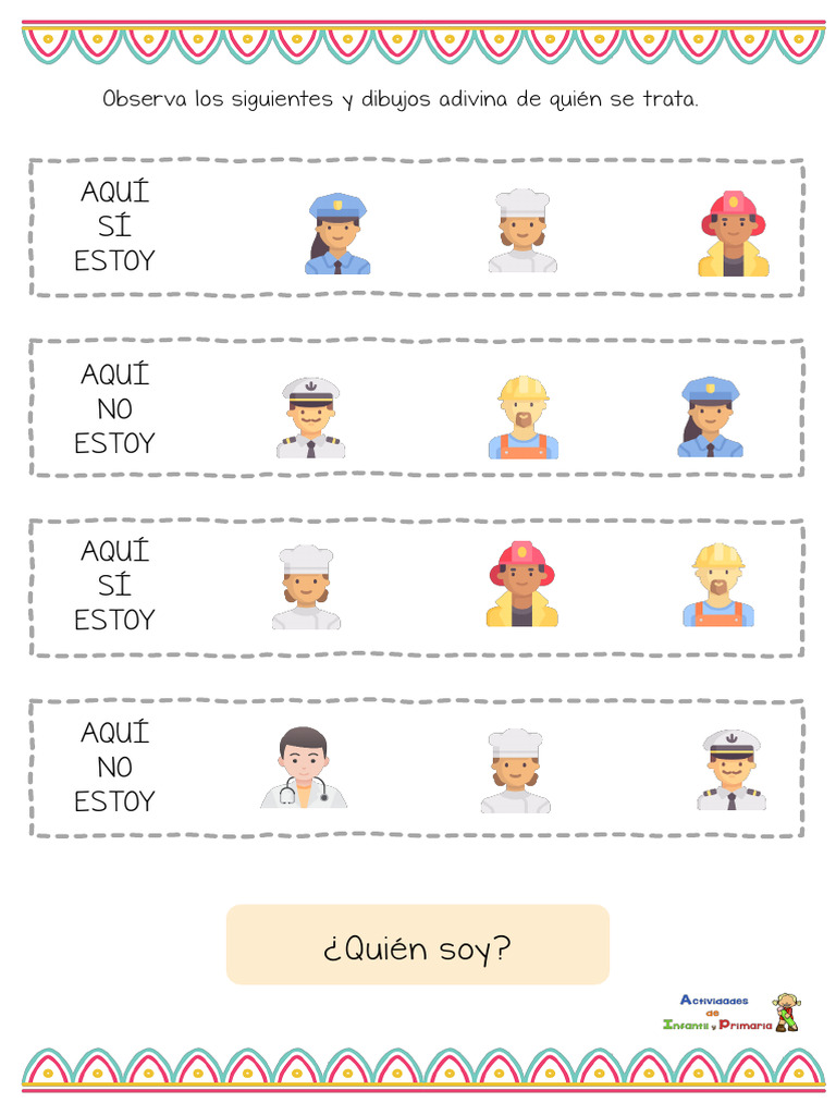 Adivina quién soy: juego de dibujos | PDF | Ciencias sociales ...