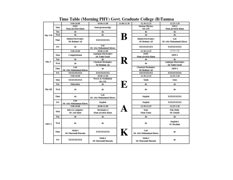 Morning Physics Class Schedule | PDF | Electrical Engineering | Physics