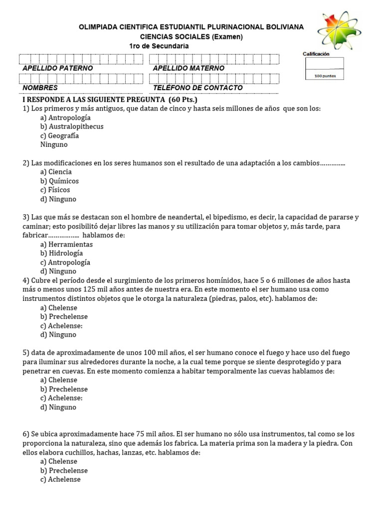 Olimpiada Cientifica | PDF | Humano | Escritura