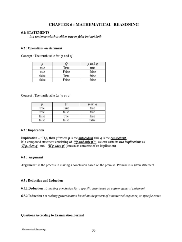 Chapter 6 II Math Reasoning Enrichment New | PDF | Argument | Logical ...