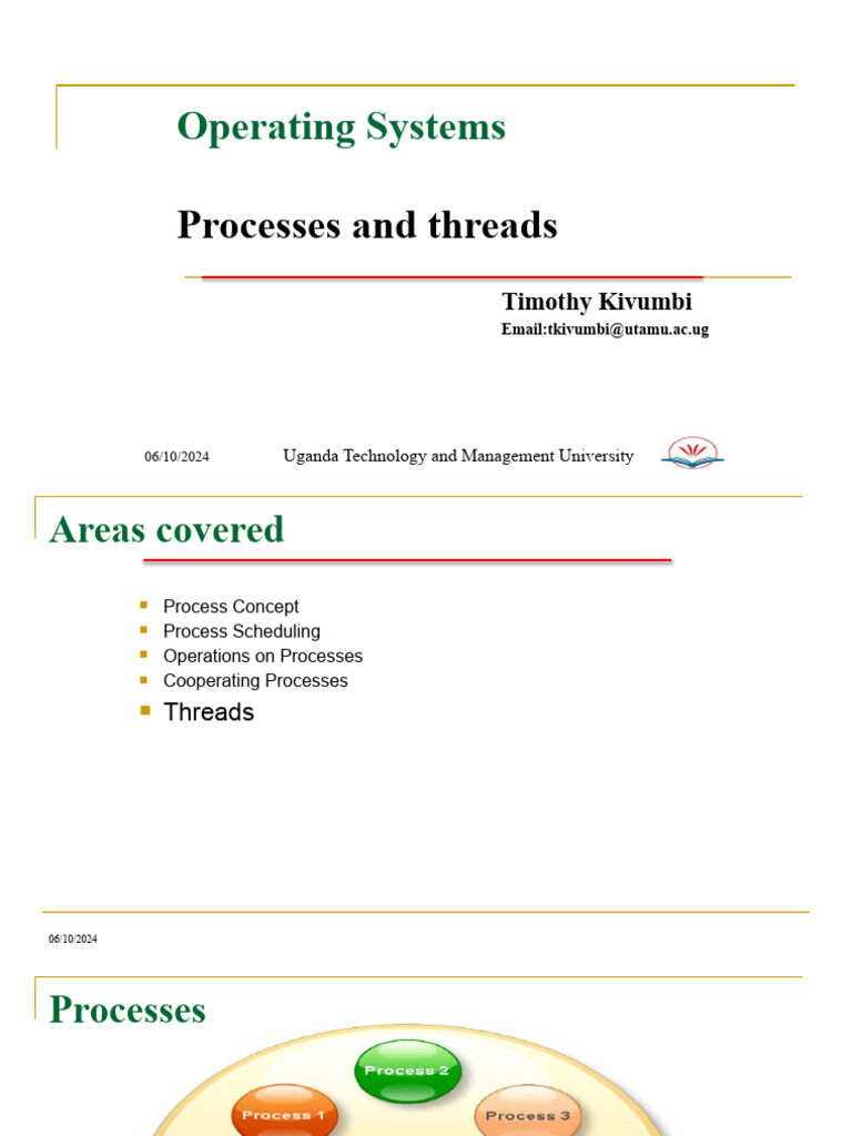 Lecture3 Processes Threads | PDF | Process (Computing) | Scheduling (Computing)