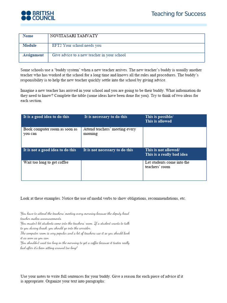 New Teacher Buddy System Advice | PDF | Linguistics