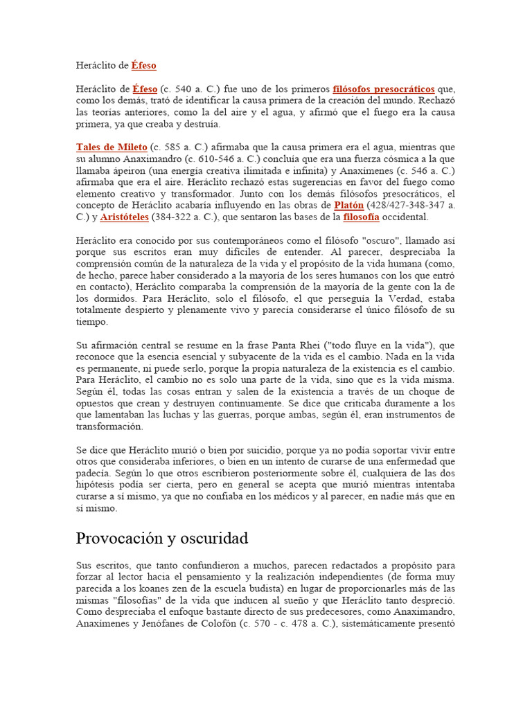 Heráclito de Efeso 2 | PDF | Logos | Existencia
