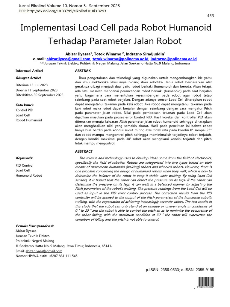 Implementasi Load Cell Pada Robot Humanoid Terhadap Parameter Jalan ...