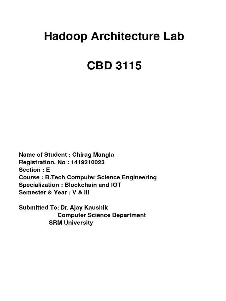 ChiragMangla - Hadoop Architecture | PDF | Apache Hadoop | Computer File