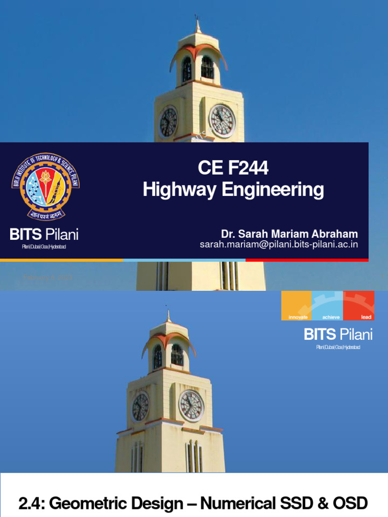 2.4 Geometric Design - Sight Distances SSD (Numerical) & OSD | PDF ...