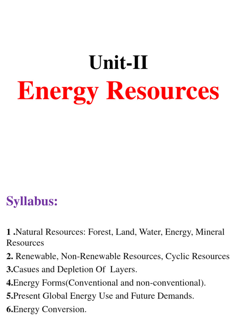 2) Unit II-Energy Resources | PDF | Renewable Energy | Energy Development