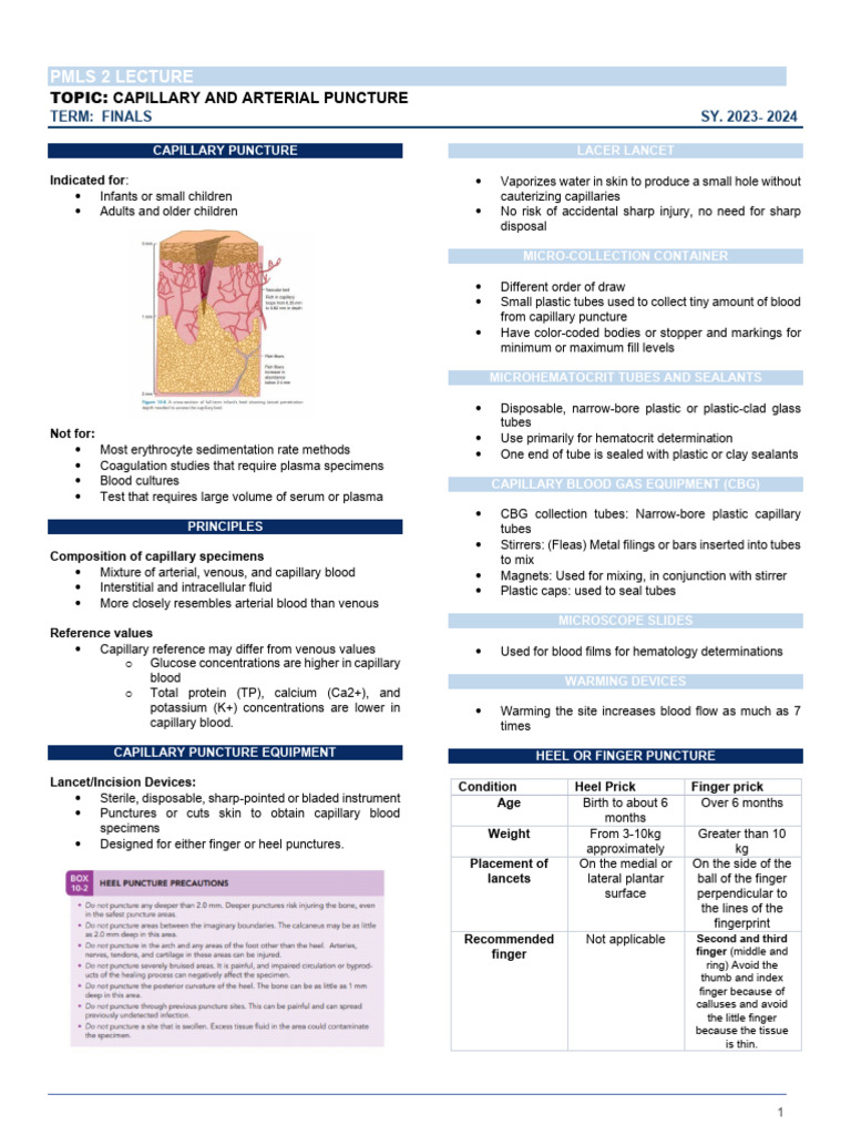 Capillary & Arterial Puncture Guide | PDF | Artery | Thrombus