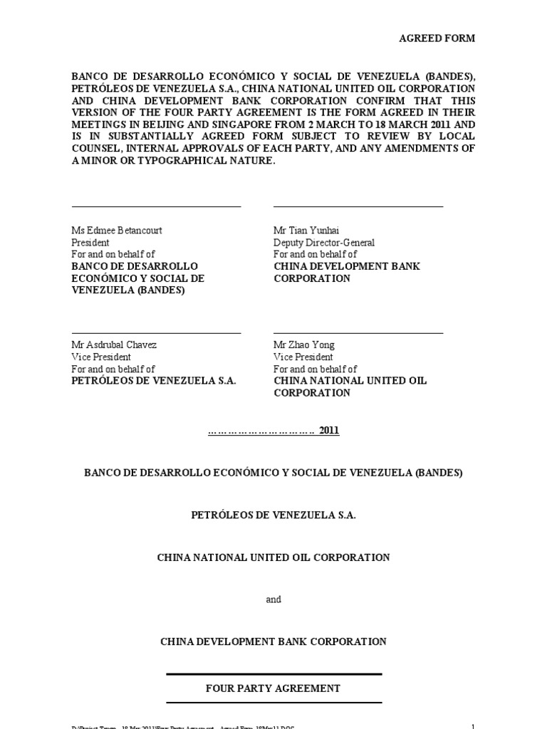 Four Party Agreement - Agreed Form 18mar11 | PDF | Sovereign Immunity ...