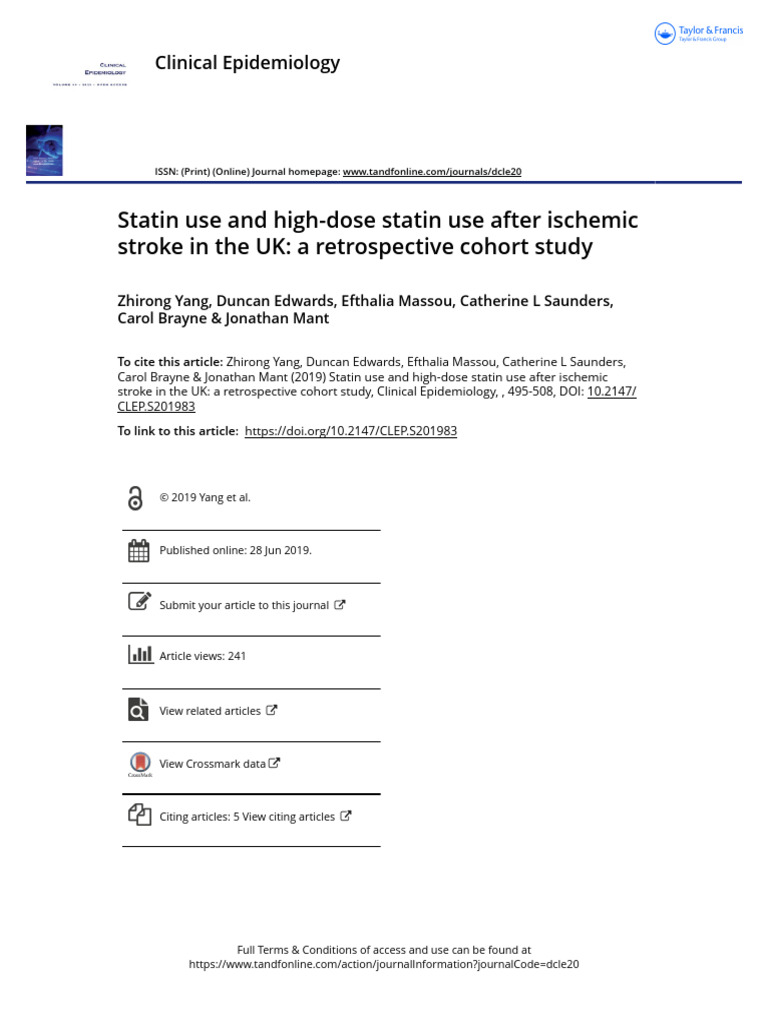 Statin Use and High-Dose Statin Use After Ischemic Stroke in The UK A ...