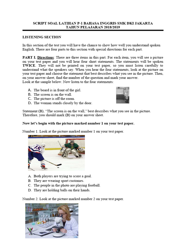 Script - Soal Latihan-P1-Bhs Inggris - SMK - 1819 | PDF