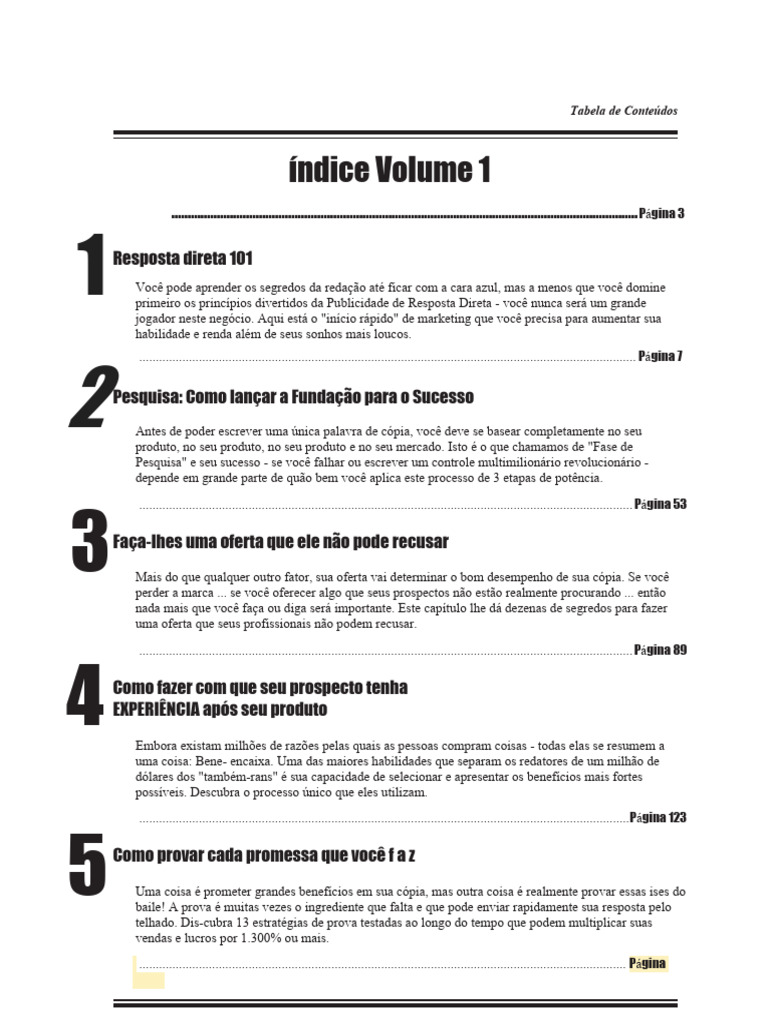 Quick Start Copywriting System - Vol 1 - Sumário em Português | PDF ...