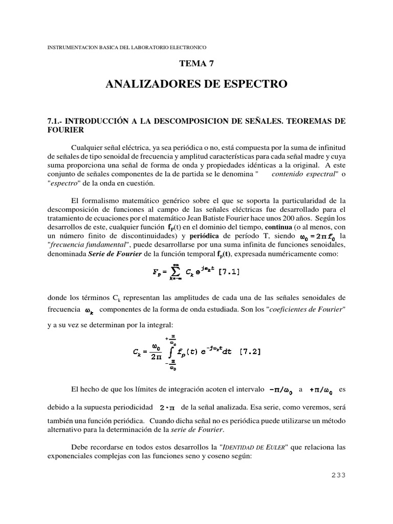 Analizadores de Espectro | PDF | Transformada de Fourier | Densidad espectral