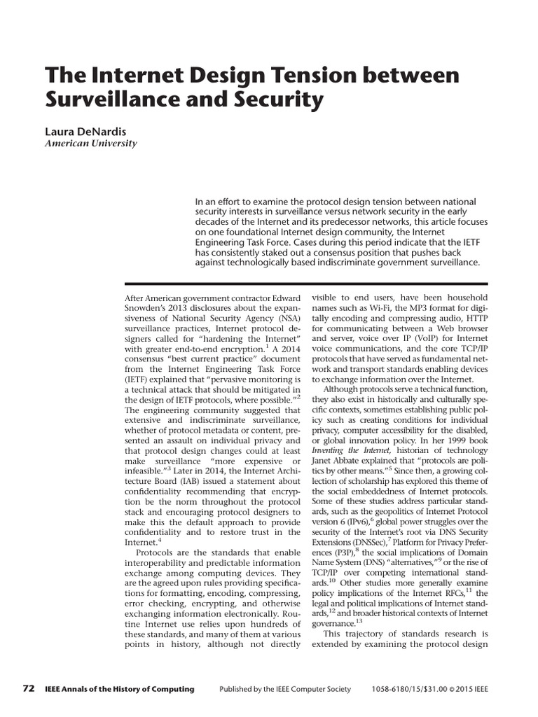 Internet Protocols: Security vs. Surveillance | PDF | Public Key ...