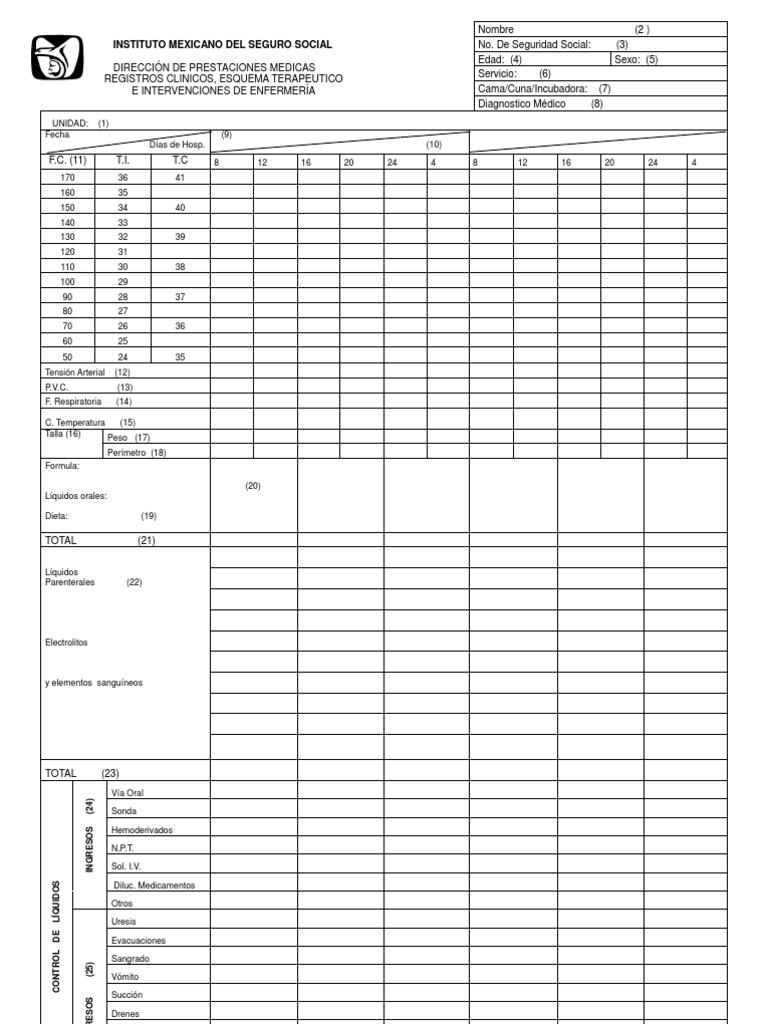 Instructivo hoja enfermería del IMSS 2011