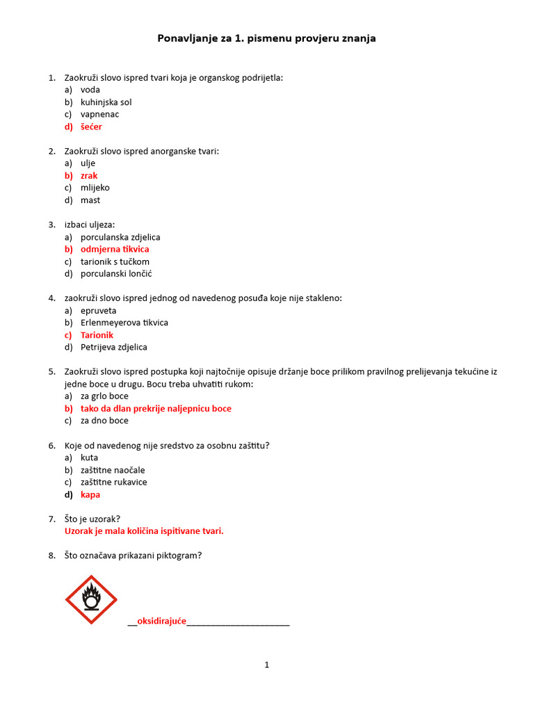 Kemija 1. Ispit | PDF