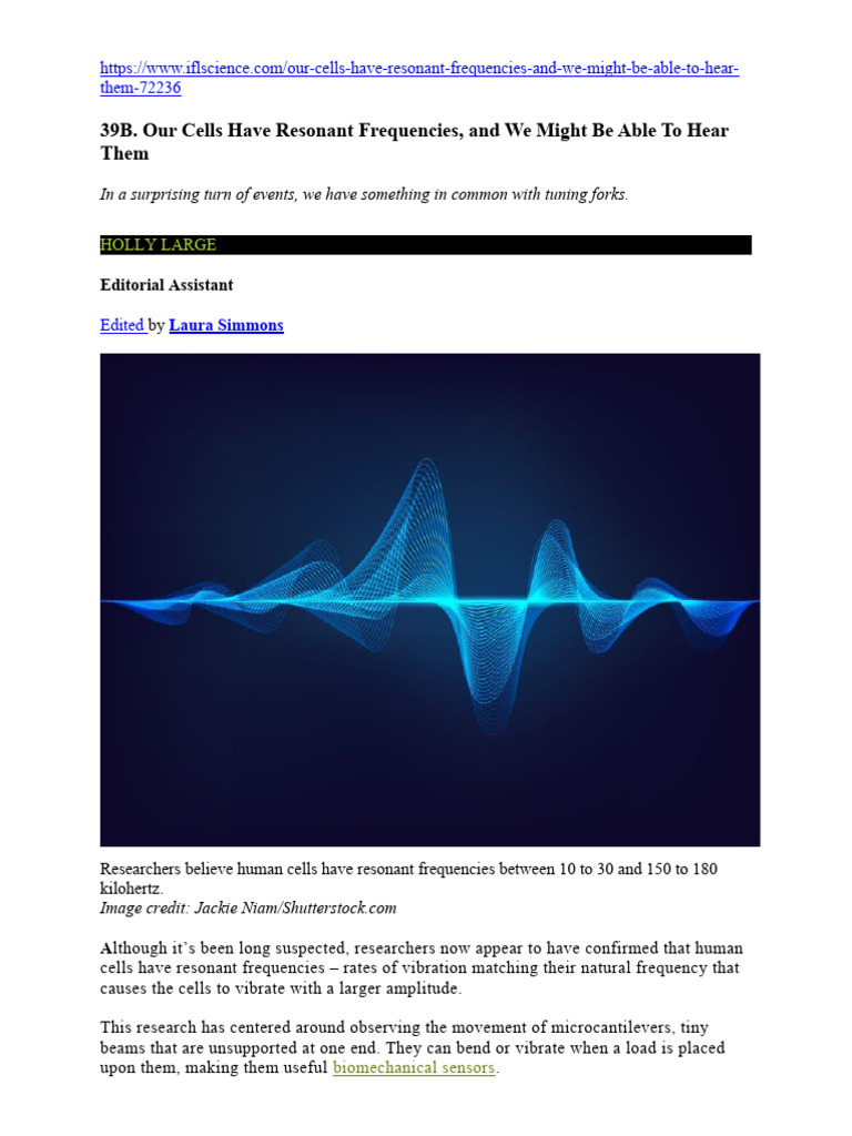 Our Cells Have Resonant Frequencies, and We Might Be Able To Hear Them ...