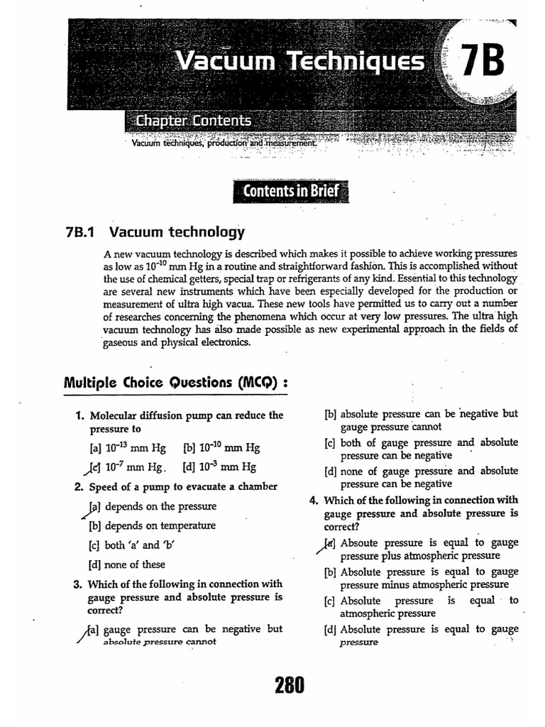 Vacuum Technique | Download Free PDF | Pressure Measurement | Vacuum Tube