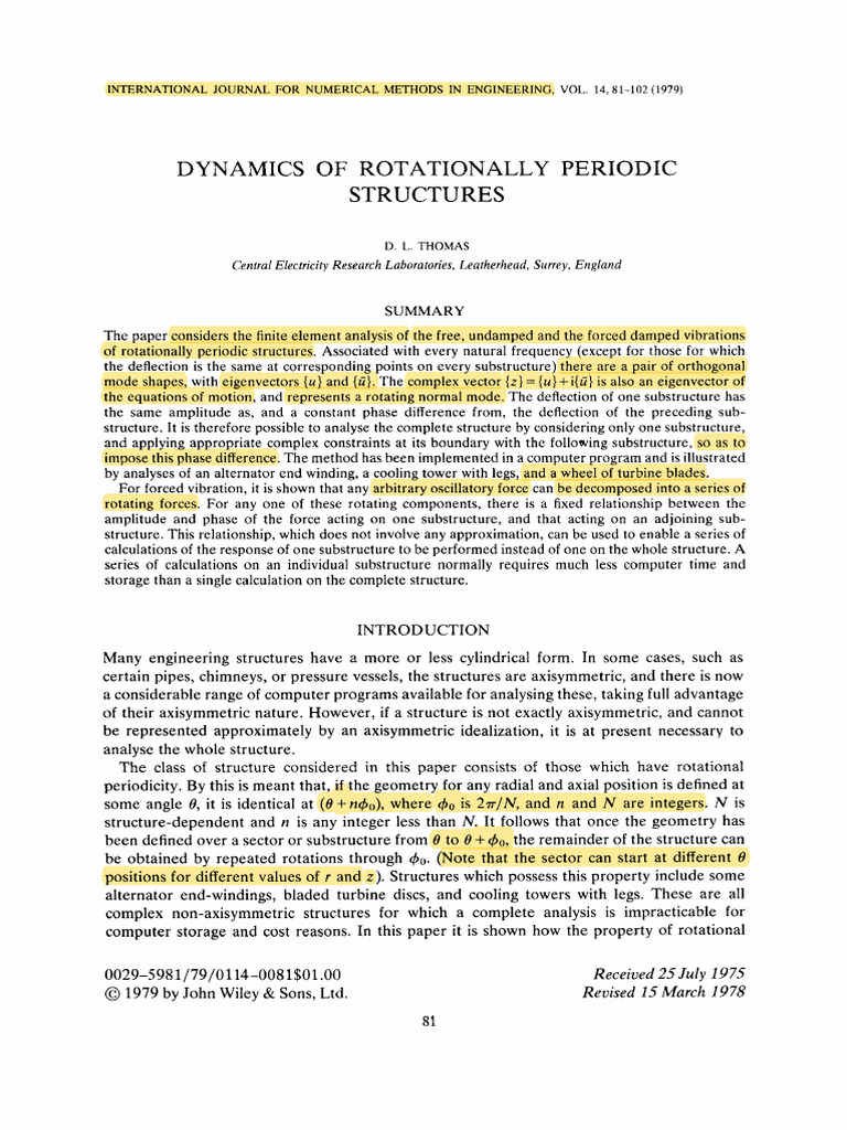 (1979) Dynamics of Rotationally Periodic Structures | PDF | Eigenvalues And Eigenvectors ...