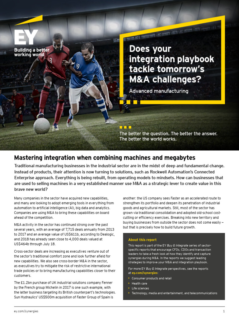 Ey Does Integration Playbook Tackle Merger Acquisition Challenge ...