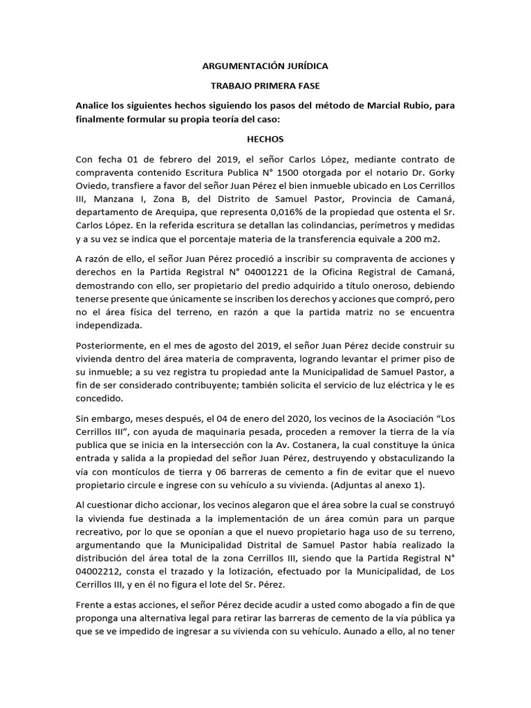 Trabajo Primera Fase Argumentacion Juridica (1) - 1 | PDF