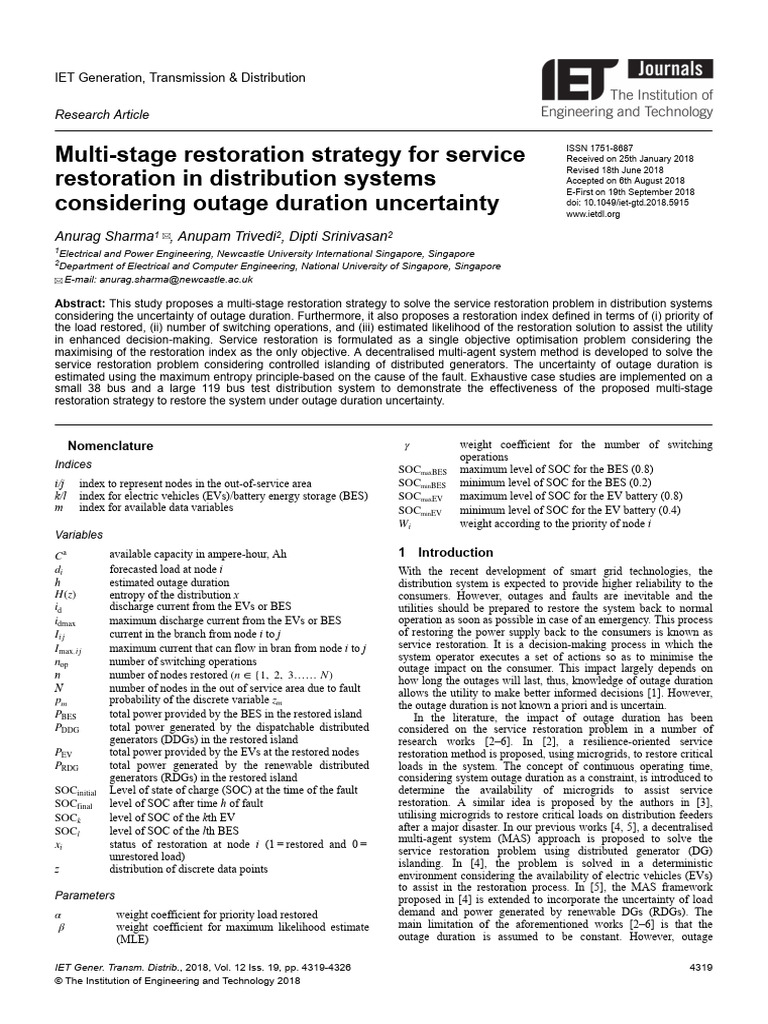 Multi-Stage Restoration Strategy For Service Restoration in ...