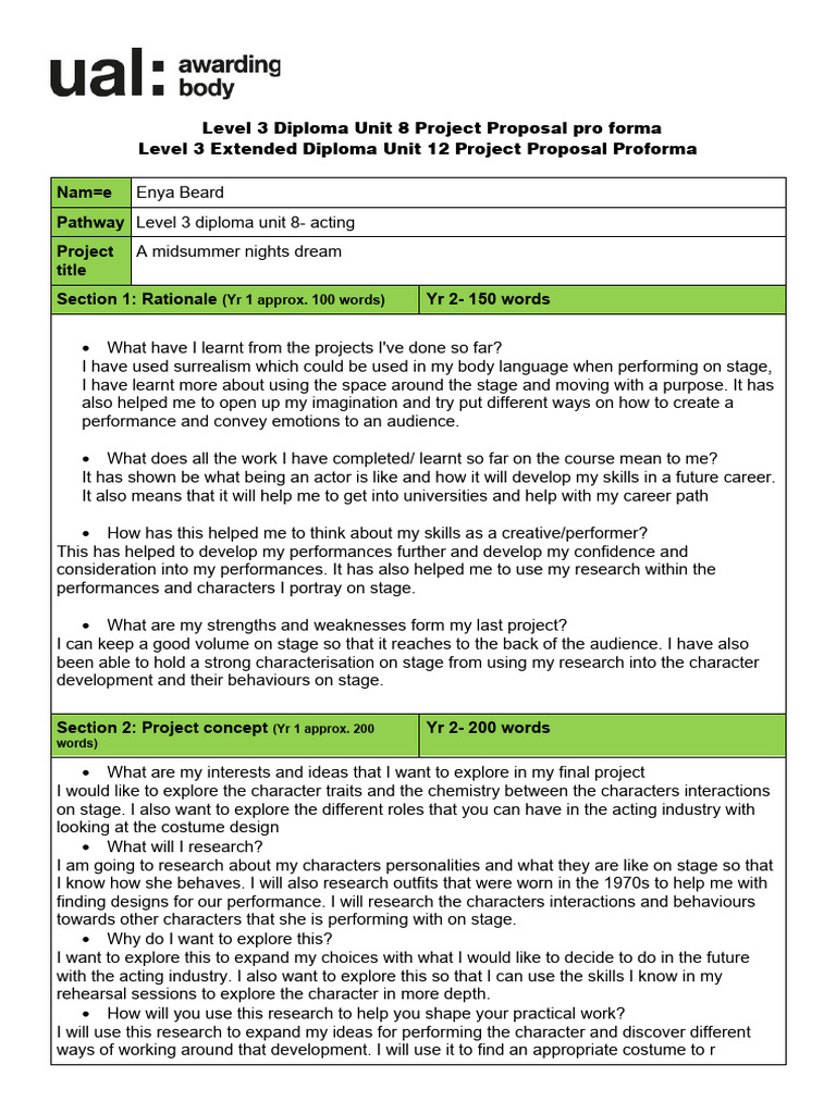 Ual Proposal Action Plan Proforma 2 1 | PDF | Motivation | Motivational
