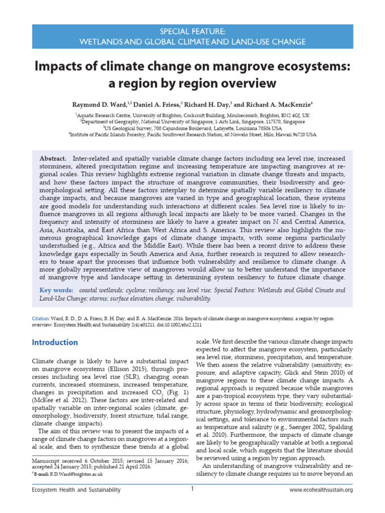 Ward 2016 | PDF | Mangrove | Sea Level Rise