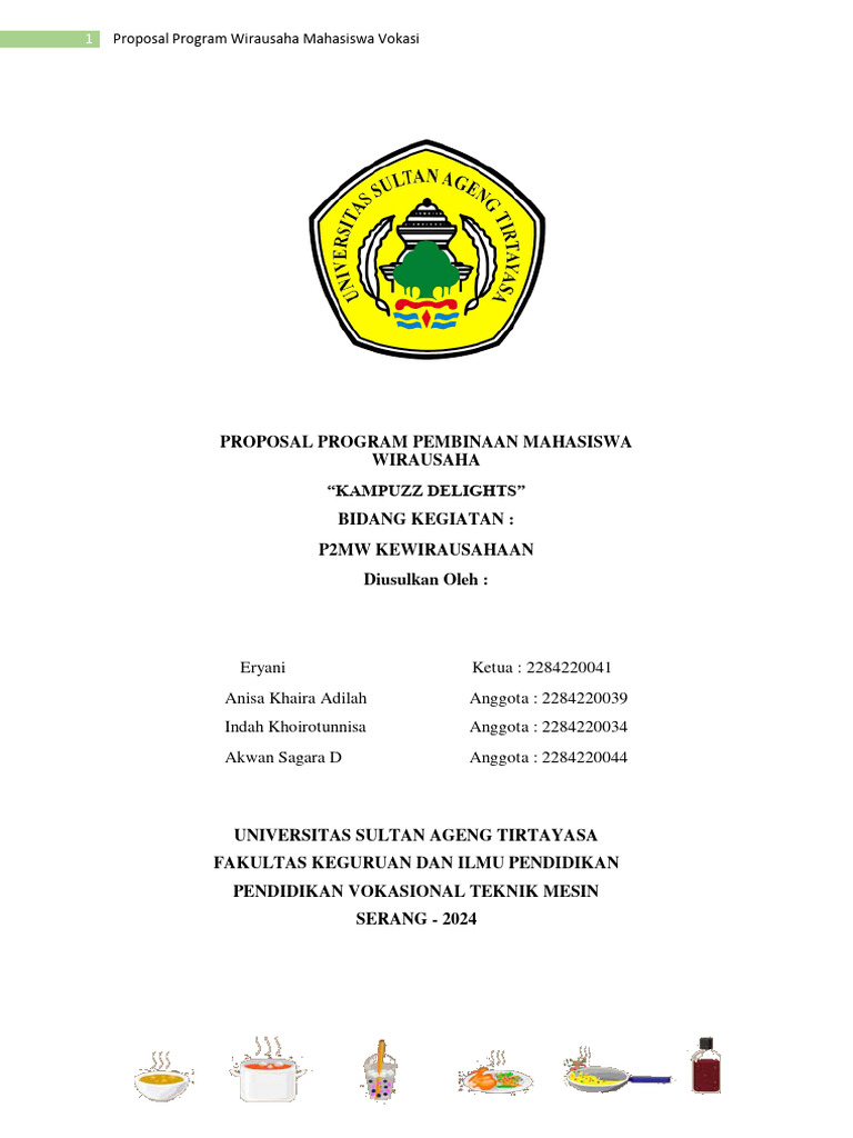 Contoh Proposal P2MW Kuliner 2024 | PDF | Bisnis
