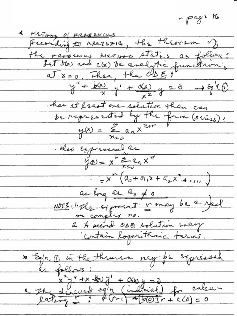 Notes On The Power Series (Method of Frobenius) (LW) | PDF