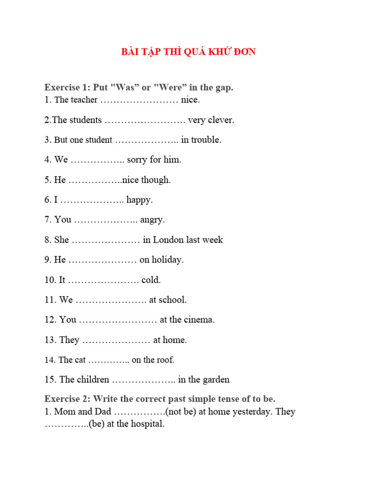 Bài Tập Thì Quá Khứ Đơn | PDF