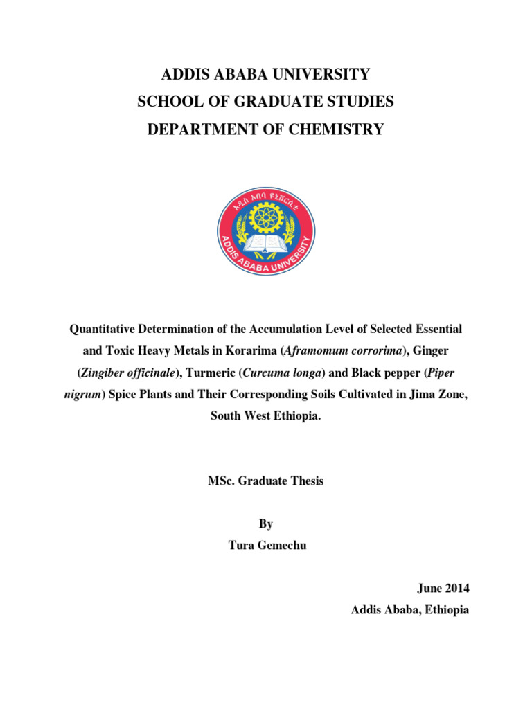 Tura Gemechu 2014 | PDF | Ginger | Soil