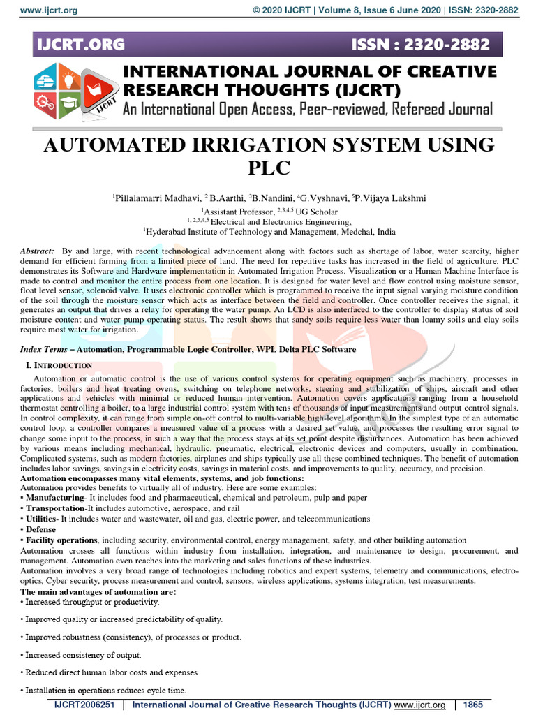 Automated Irrigation with PLC | PDF | Programmable Logic Controller ...