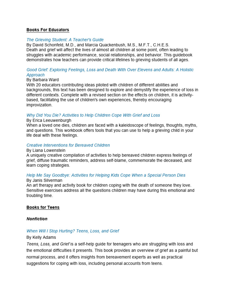 Scholastic Books | PDF | Grief | Behavioural Sciences