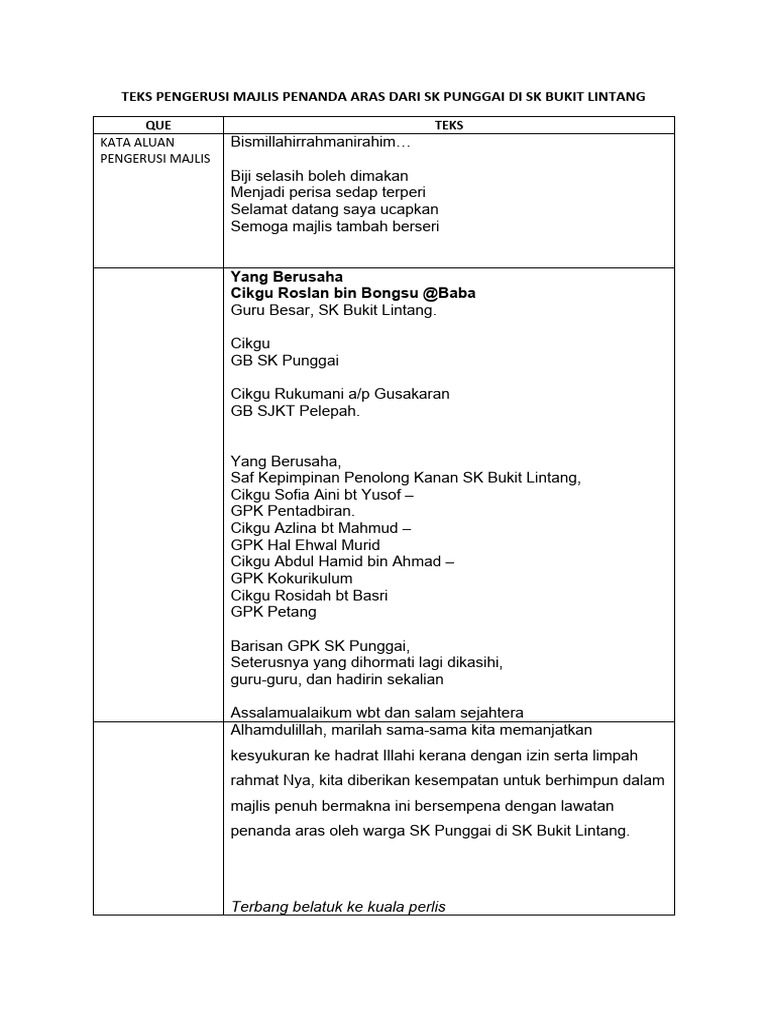 Teks Majlis Penanda Aras | PDF