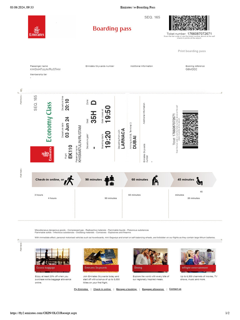 Emirates - E-Boarding Pass | PDF | Aviation | Transport