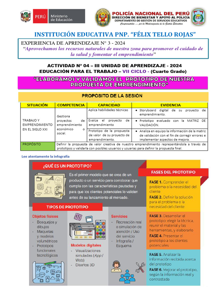 ACT4 - U3 - 2024 - EPT - CUARTO GRADO | Descargar gratis PDF | Iniciativa empresarial | Aprendizaje