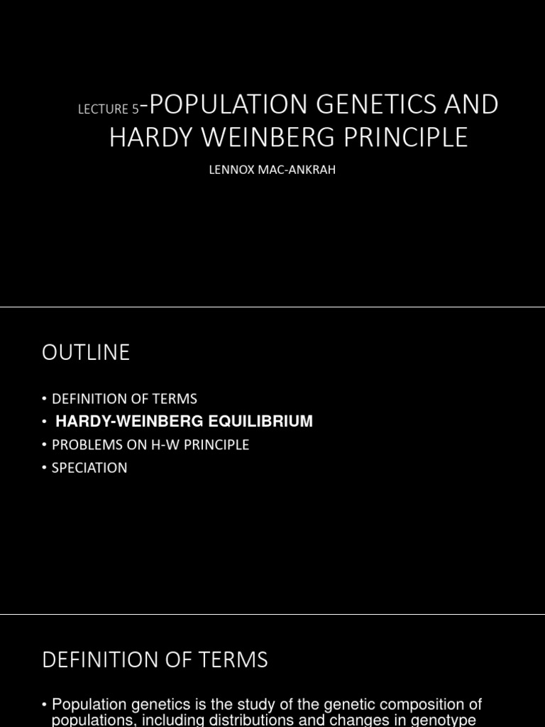 Lecture 5 Hardy Weinberg Principle | PDF | Zygosity | Dominance (Genetics)