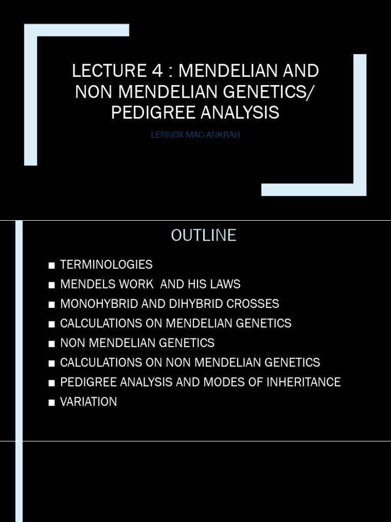 Lec 4 Mendelian and Non Mendelian Genetics | PDF | Dominance (Genetics ...