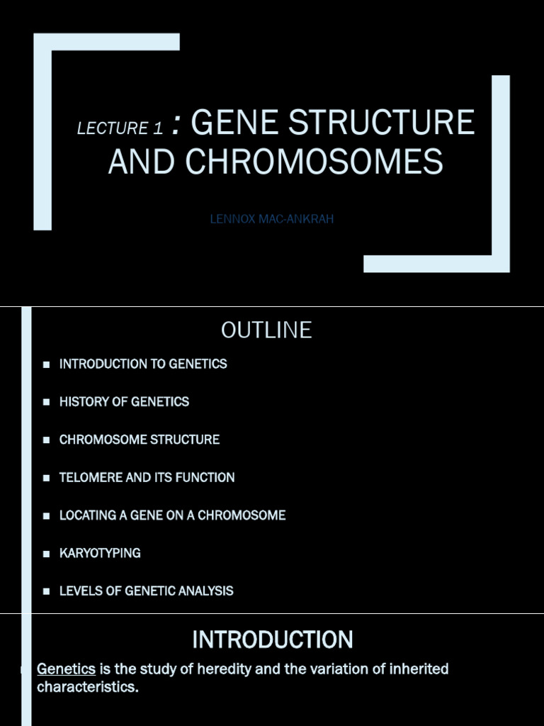 Lec 1 Genes Structure and Chromosomes | PDF | Telomere | Genetics