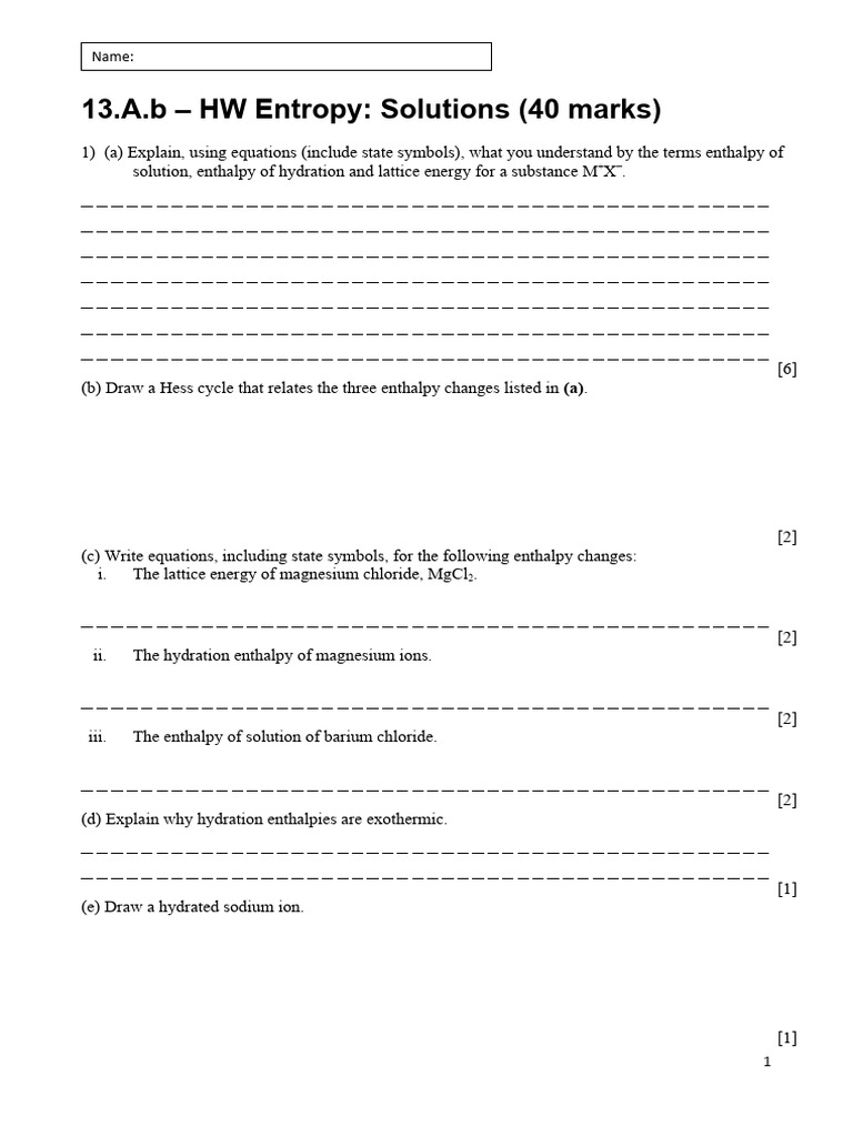 13.a.b HW Dissolving Ionic Solids QUESTIONS | PDF | Solvation | Ion