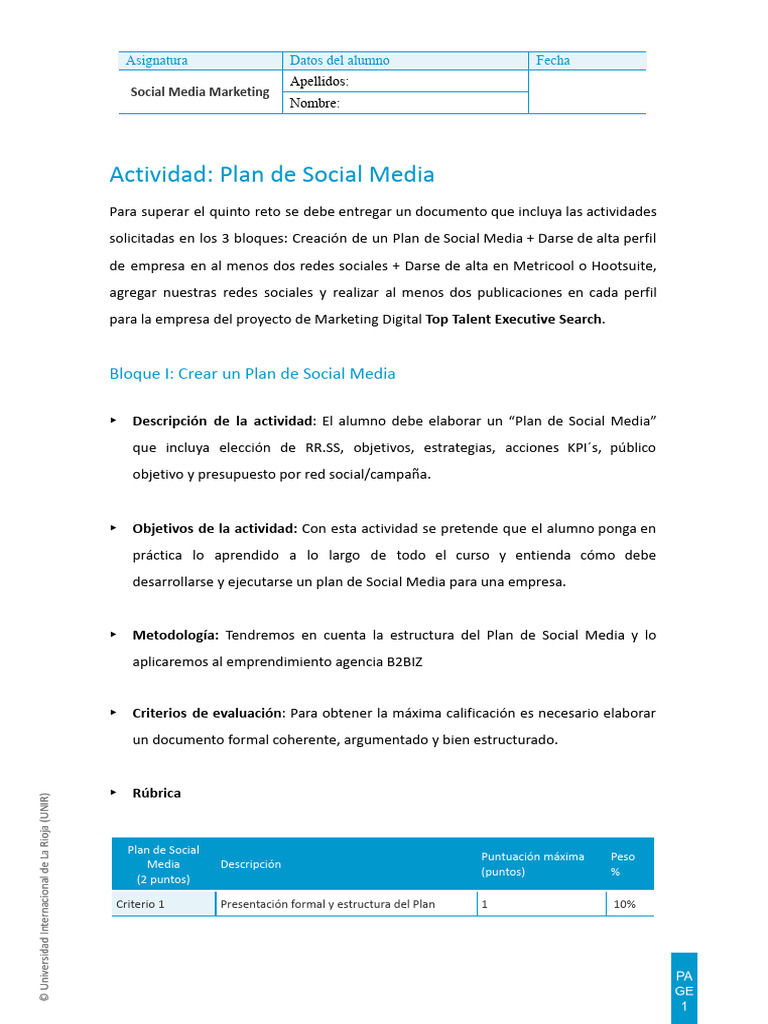 Plan de Social Media | PDF | Marketing | Facebook