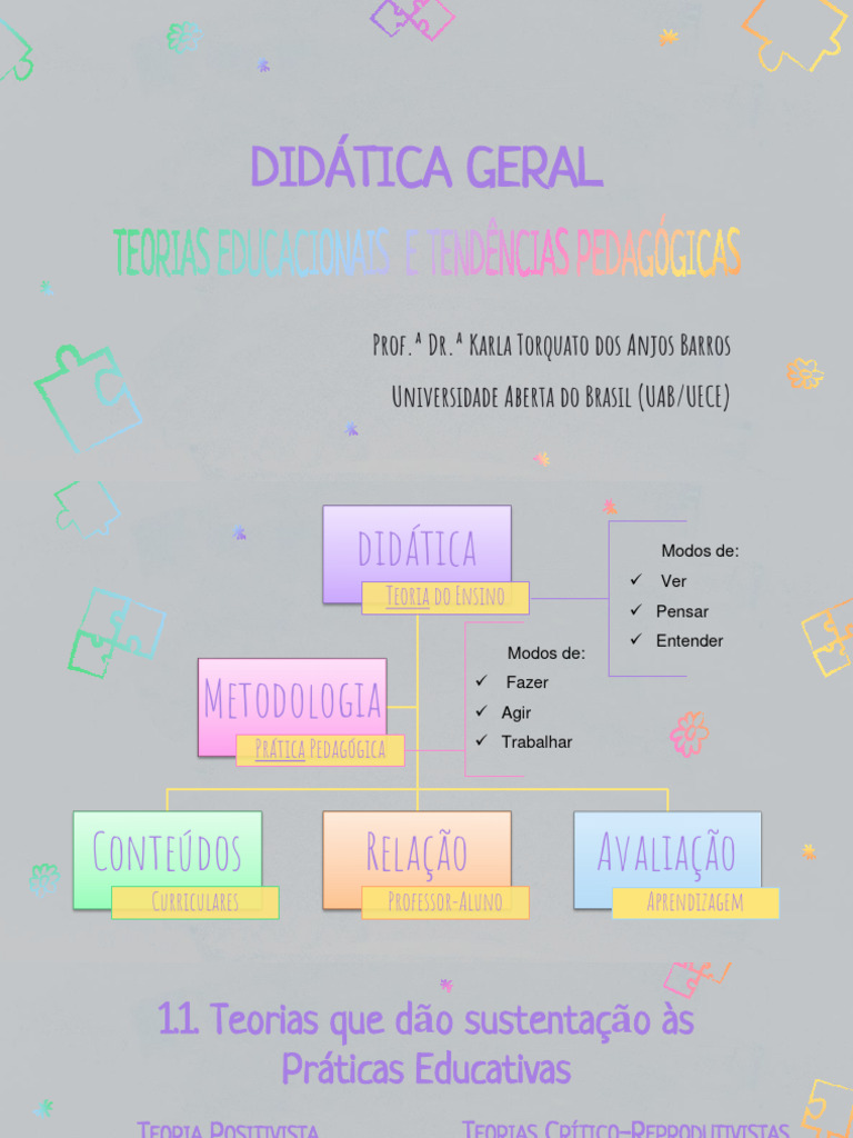 Aula 1 - Didática Geral | Download grátis PDF | Pedagogia | Aprendizado